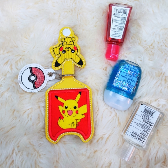 Handmade | Accessories | Pokemon Pikachu Hand Sanitizer Holder Keyring ...